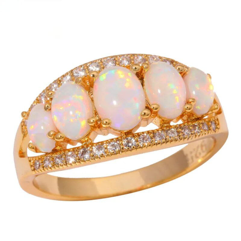 Vintage Chic White Fire Opal Ring