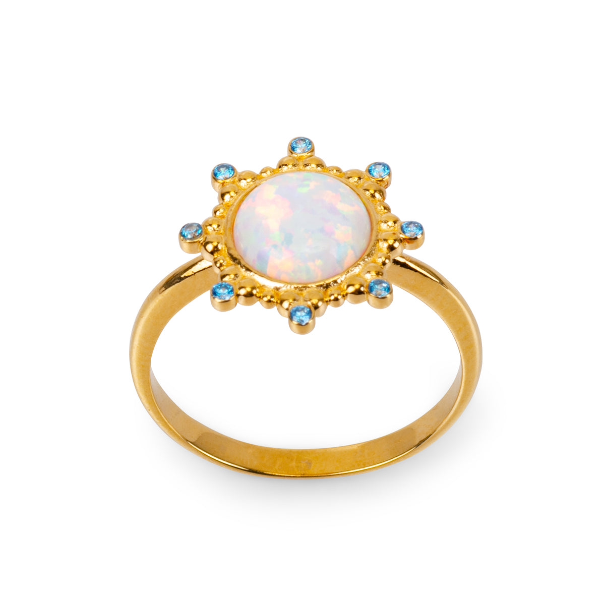 Starlight White Opal 24K Gold Ring