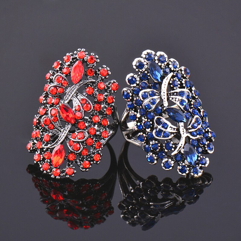 Vintage Rhinestone Dragonfly Ring