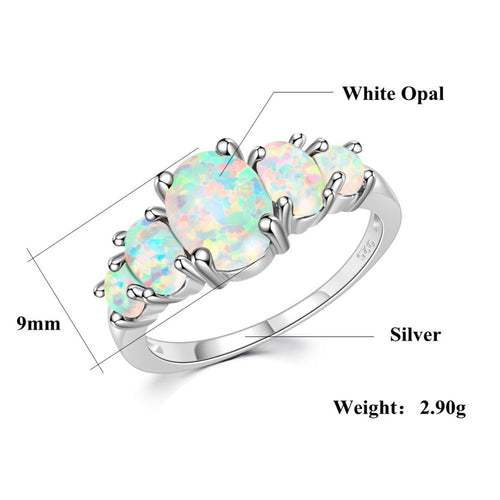 Spiritual White Fire Opal Silver Ring