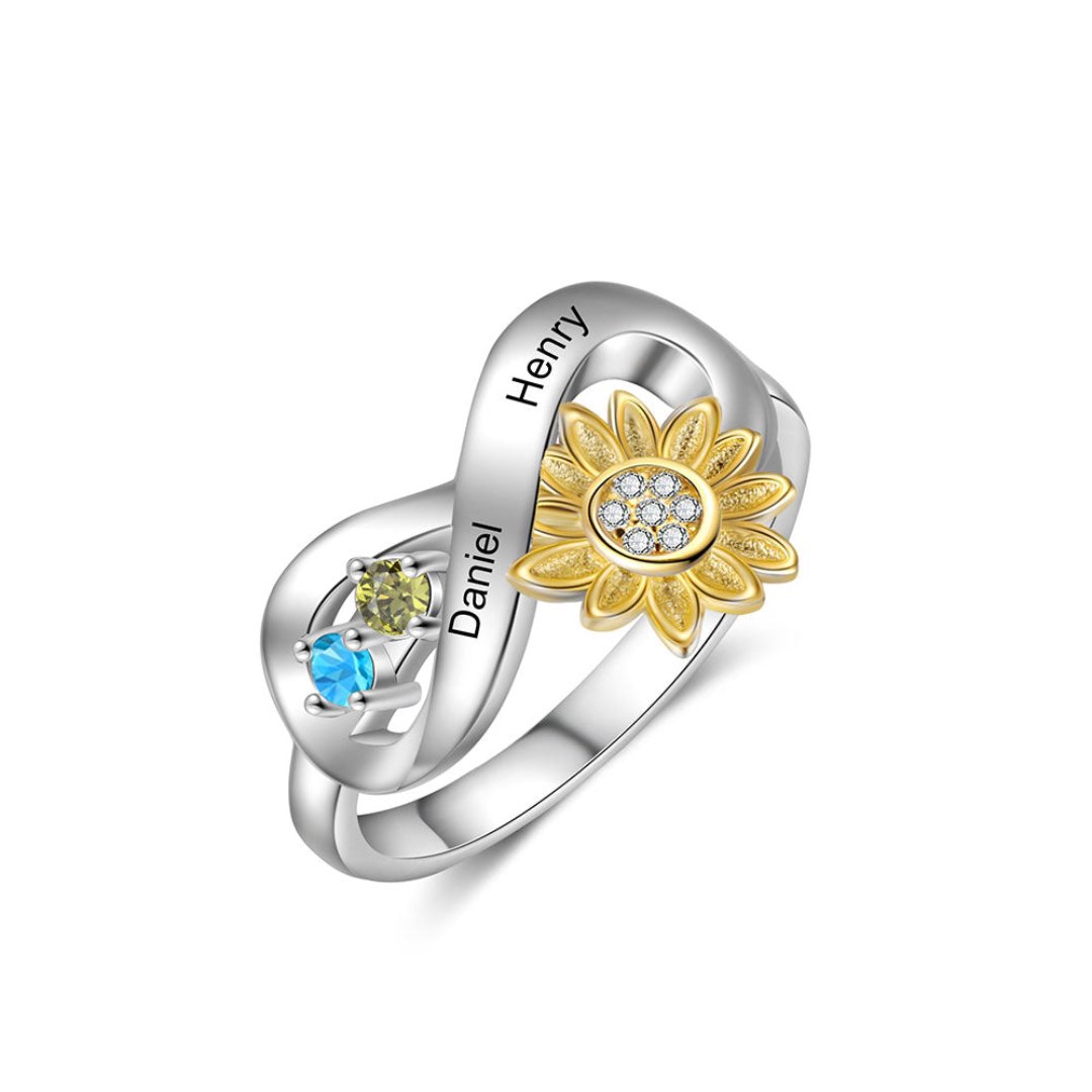 Chic Sunflower Crystal Personalized Ring