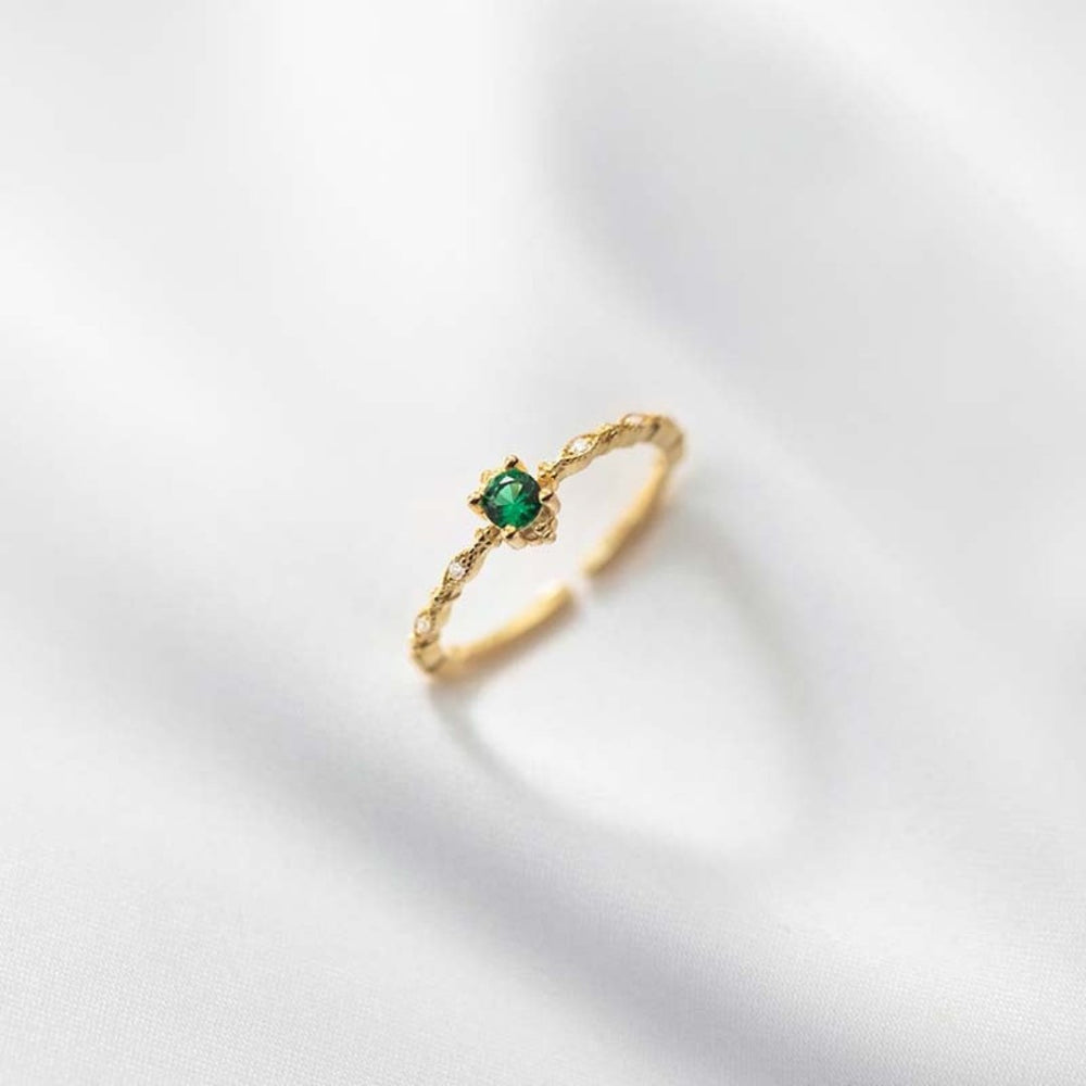 Luxury Emerald Silver Adjustable Ring