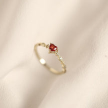 Love Ruby 14K Gold Plated Silver Ring